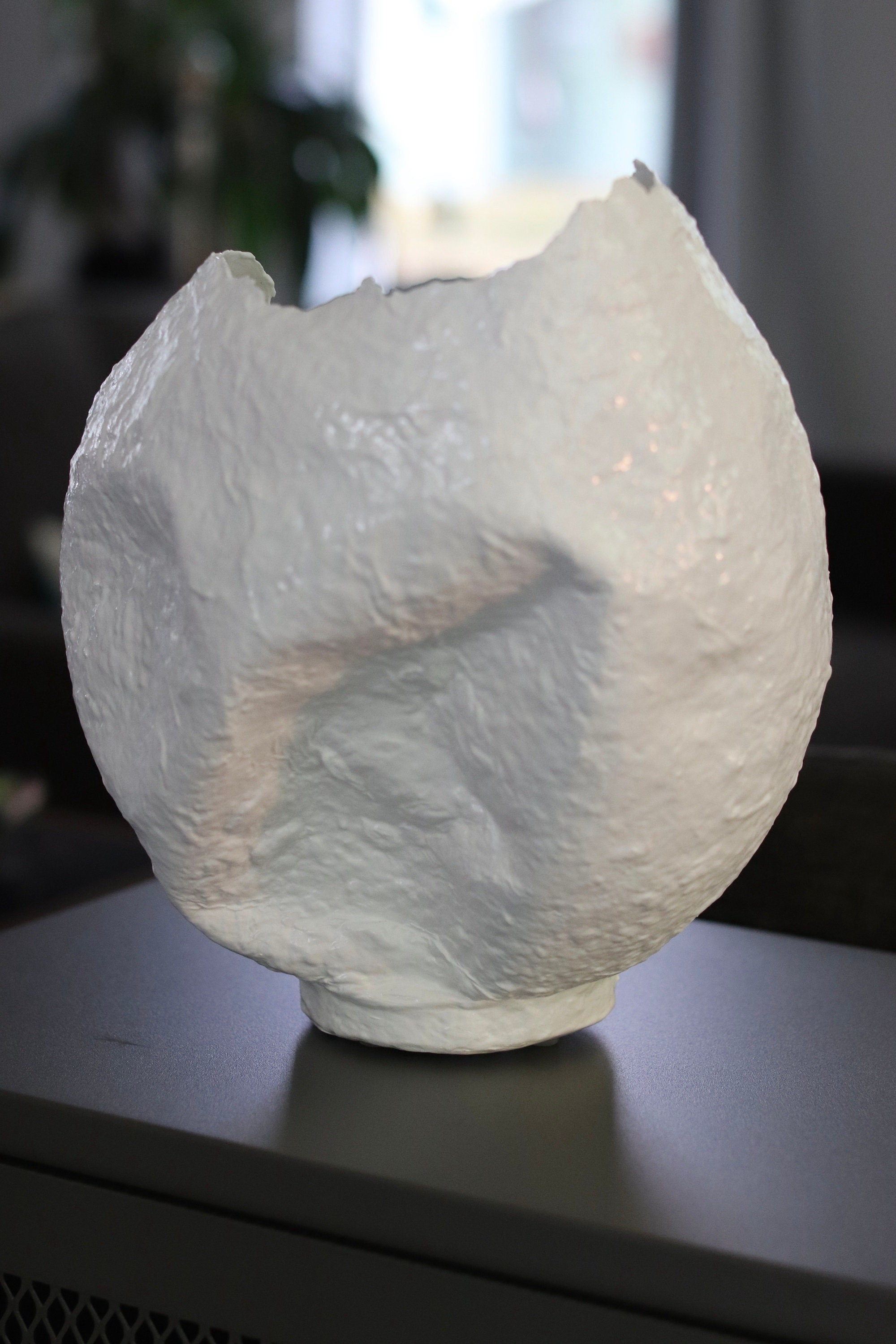 Paper Mache Vase, Acrylic Finish, White Exterior, White Interior - Etsy