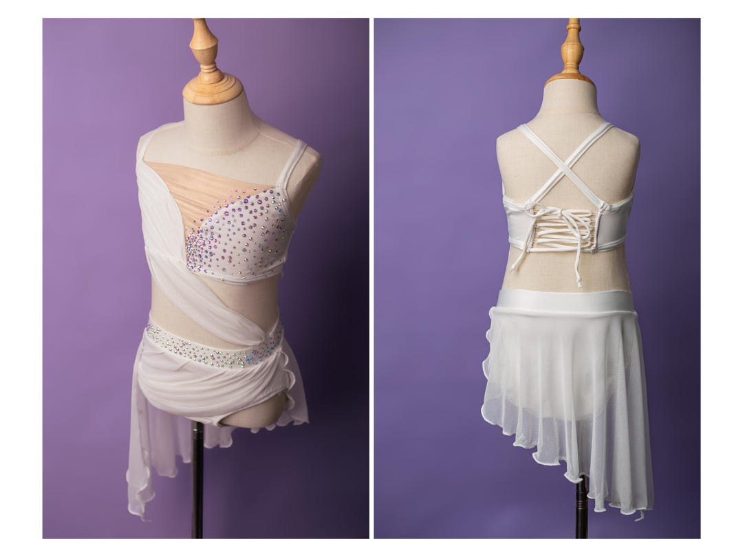 White Lyrical Dance Costume for Dancer White Competition Dance White ...
