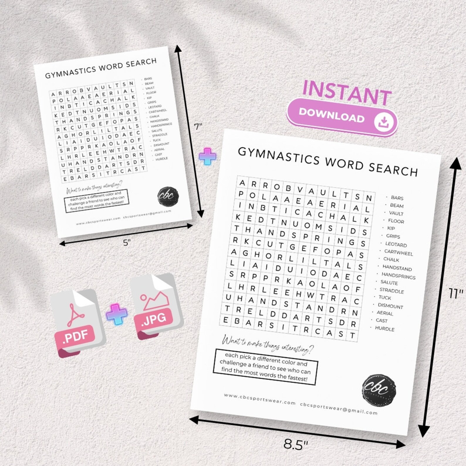 Word Search for Gymnast Activity Pages Gymnastics Party Game Printable ...