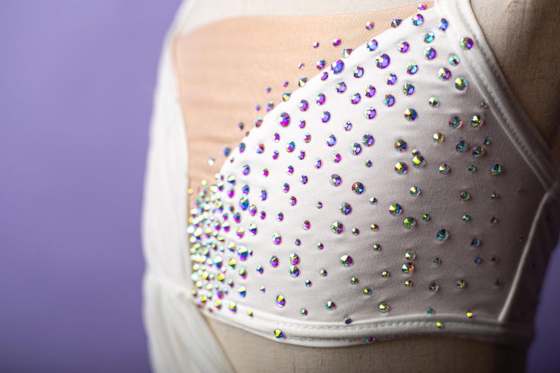 White Lyrical Dance Costume for Dancer White Competition Dance White Ready to Ship Leotard ...