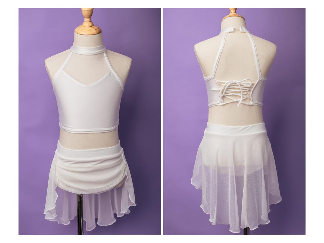 Cream Dance Costume for Dancer White Lyrical Dance Competition Dress ...