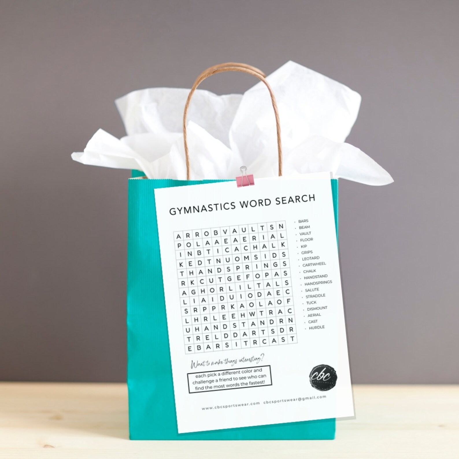 Word Search for Gymnast Activity Pages Gymnastics Party Game Printable ...