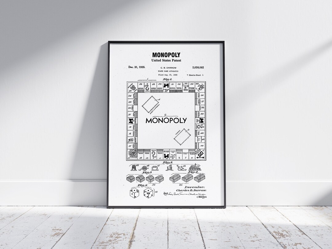 Monopoly Patent Poster Wall, Home Wall Decor, US Patent Posters, Board ...