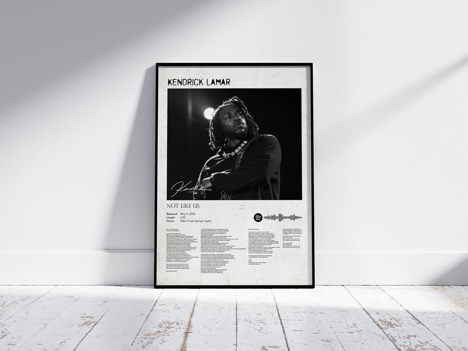 Kendrick Lamar Not Like Us Lyrics Poster, Kendrick Lamar Album Poster ...