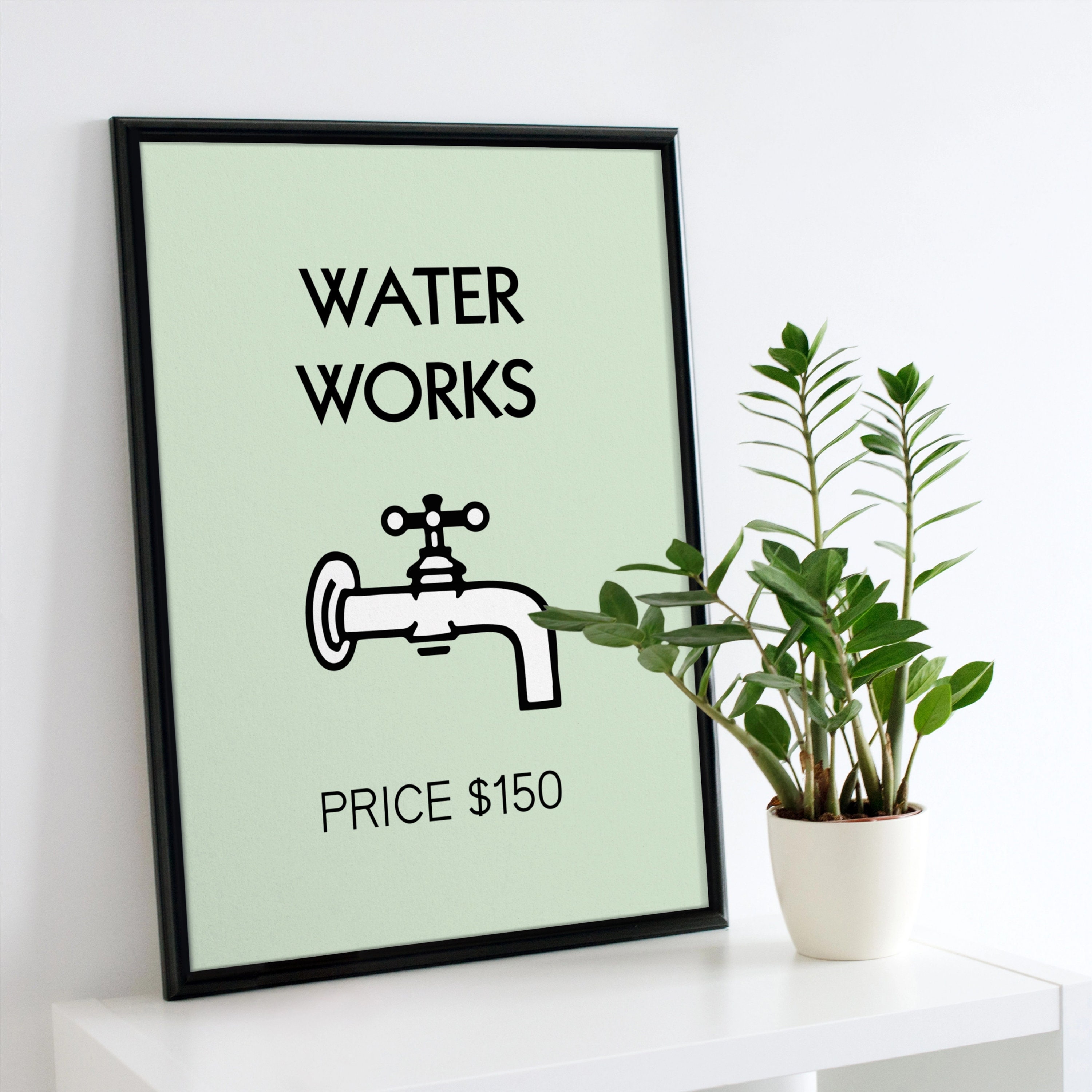 Water Works Monopoly Poster, Bathroom Wall Decor, Restroom Posters ...