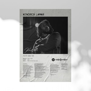Kendrick Lamar Not Like Us Lyrics Poster, Kendrick Lamar Album Poster ...