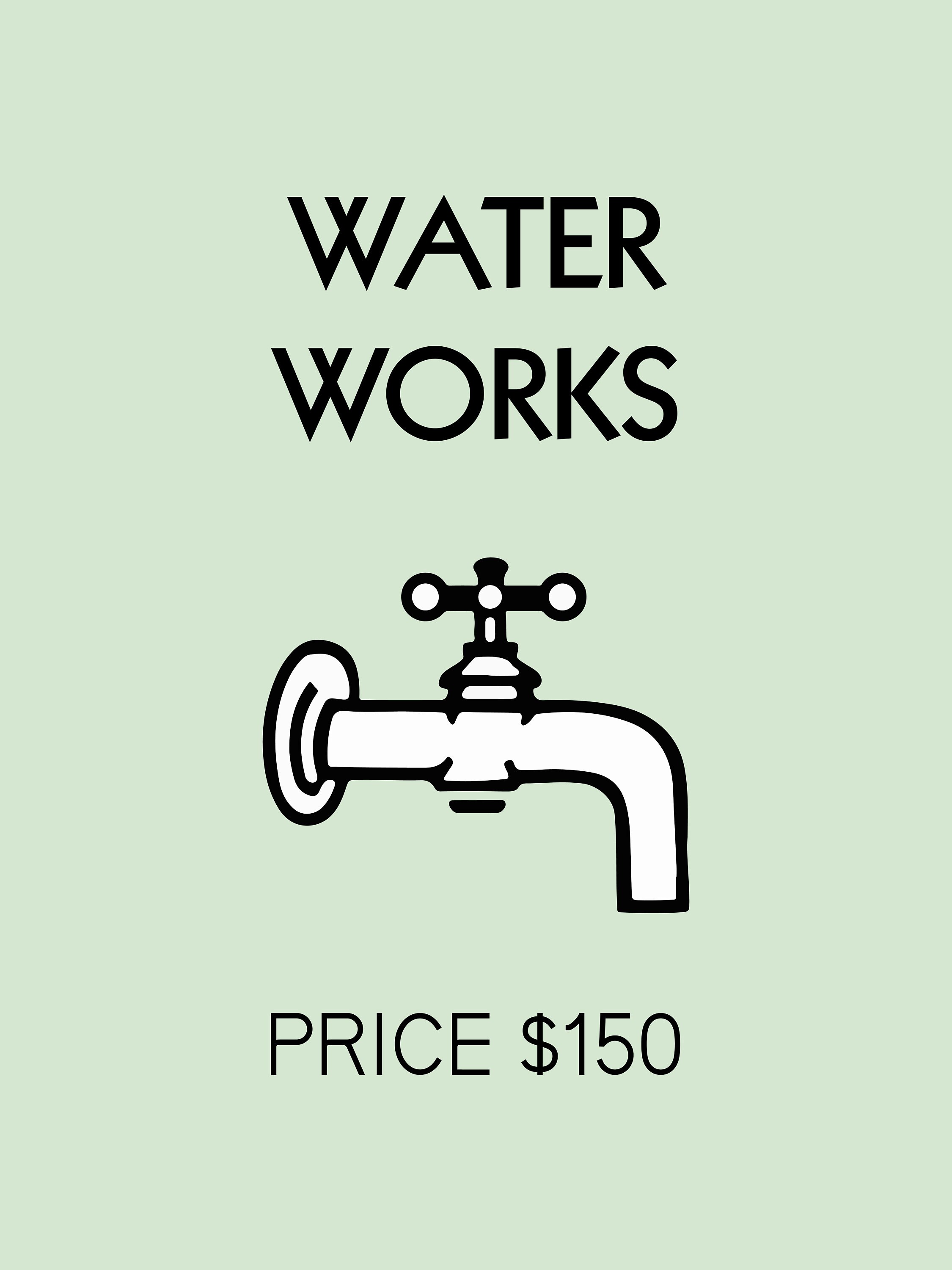 Water Works Monopoly Poster, Bathroom Wall Decor, Restroom Posters ...