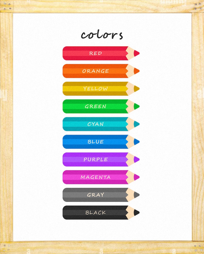 Vibrant Colors Educational Poster for Kids High Quality Printable PDF ...