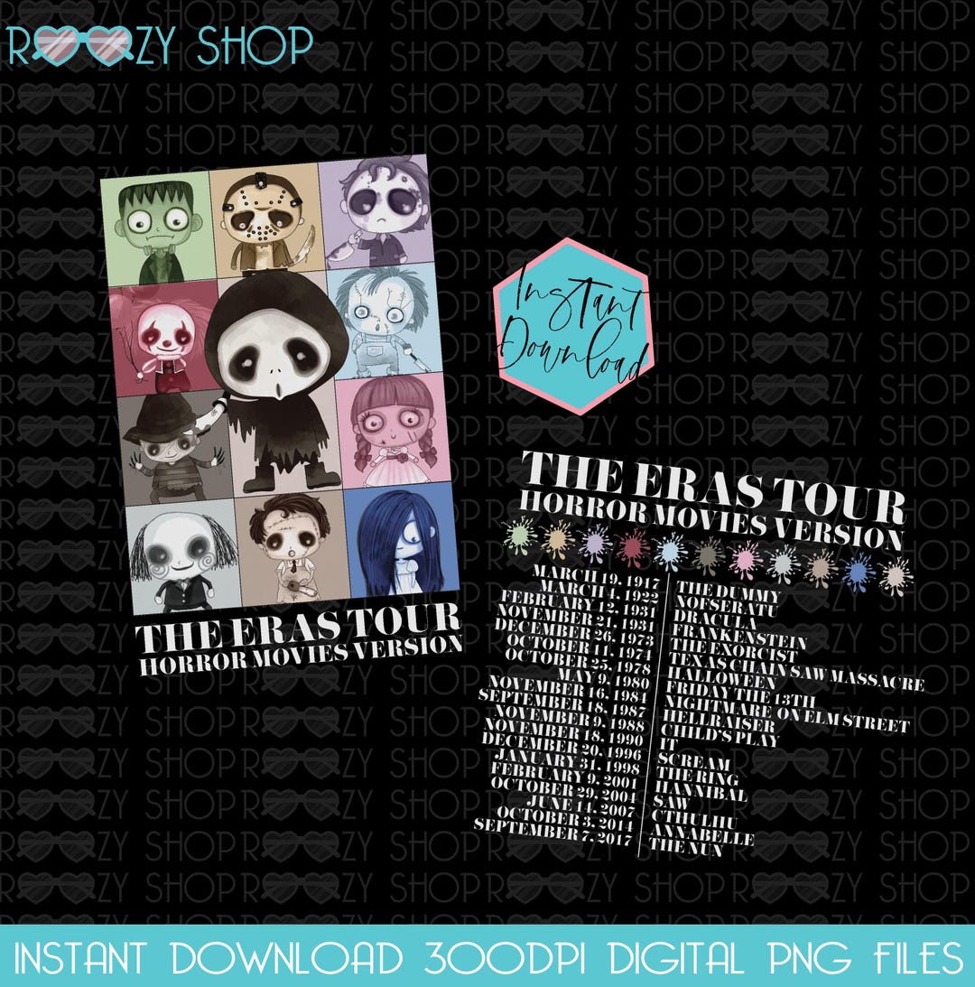 Horror Movies Eras PNG File, Dark Slasher Scary Cute Taylor Sublimation ...
