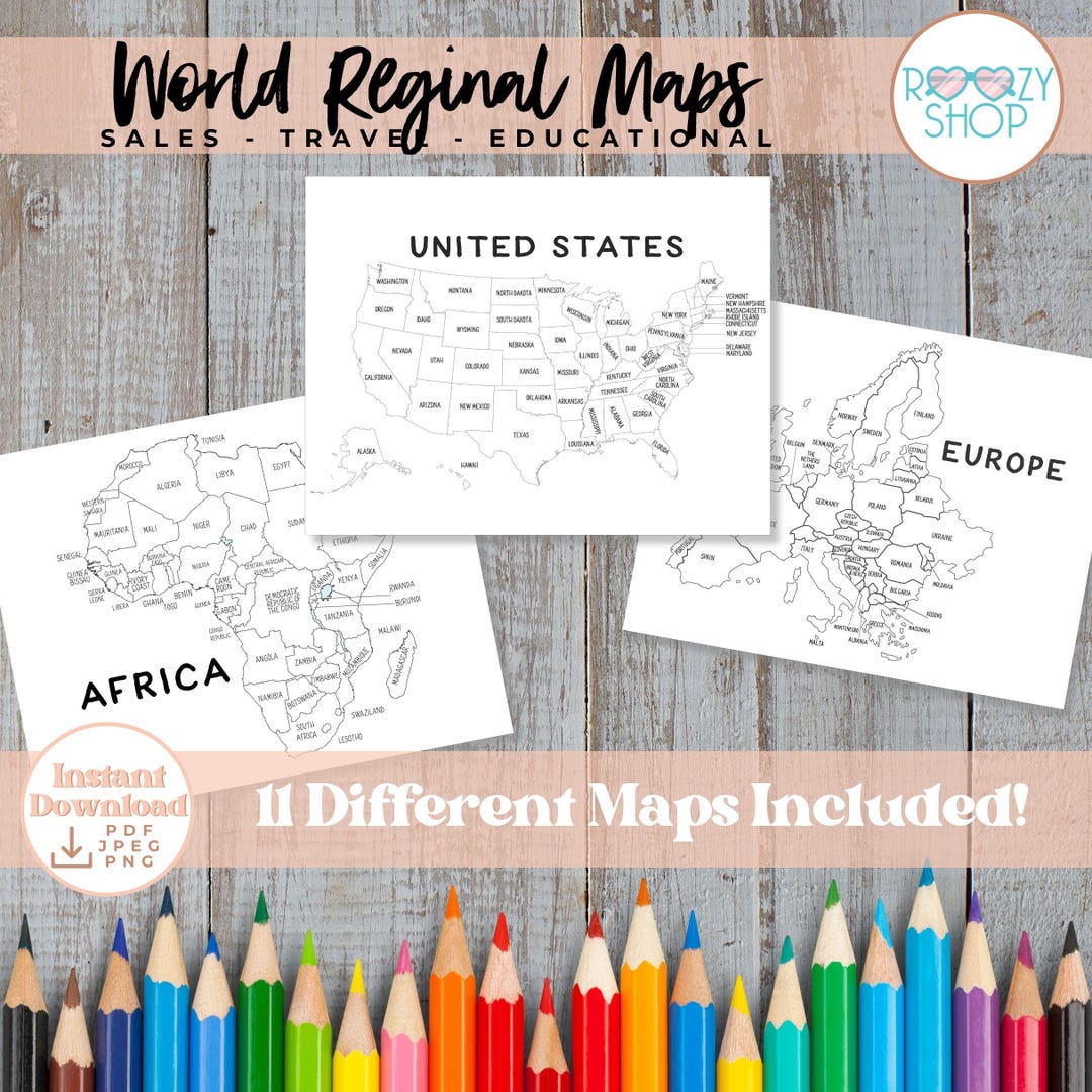 Printable World Map Coloring Pages, Coloring Continents, Coloring ...