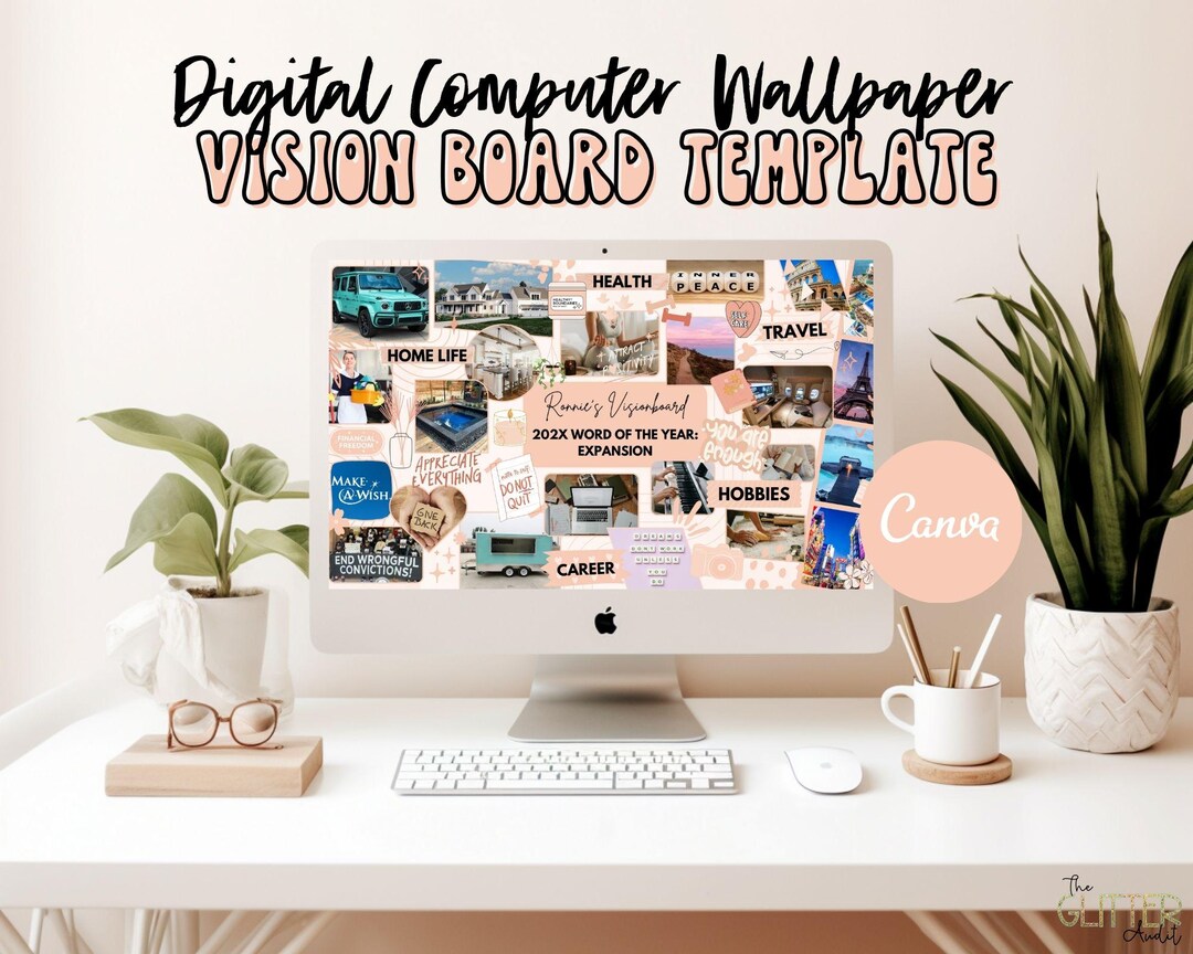Digital Vision Board Desktop Wallpaper, Mood Board Laptop Background ...