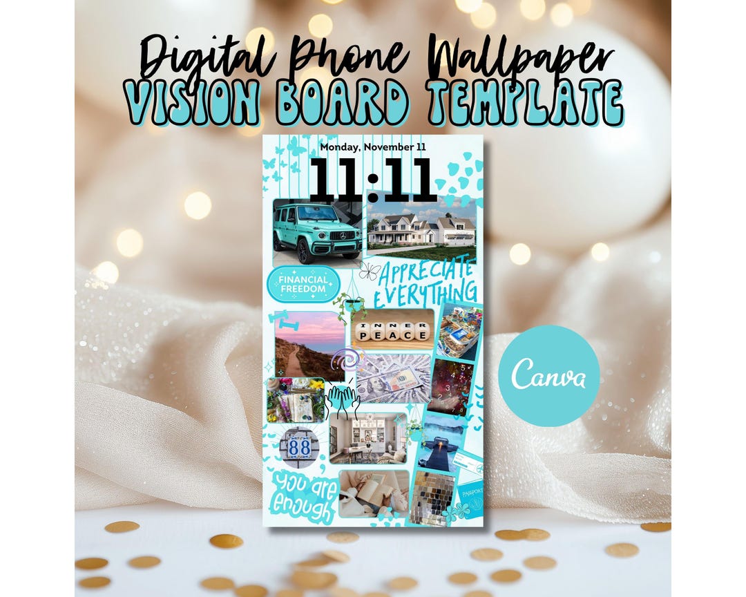 Digital Vision Board Template for Phone, Mood Board iPhone Background ...