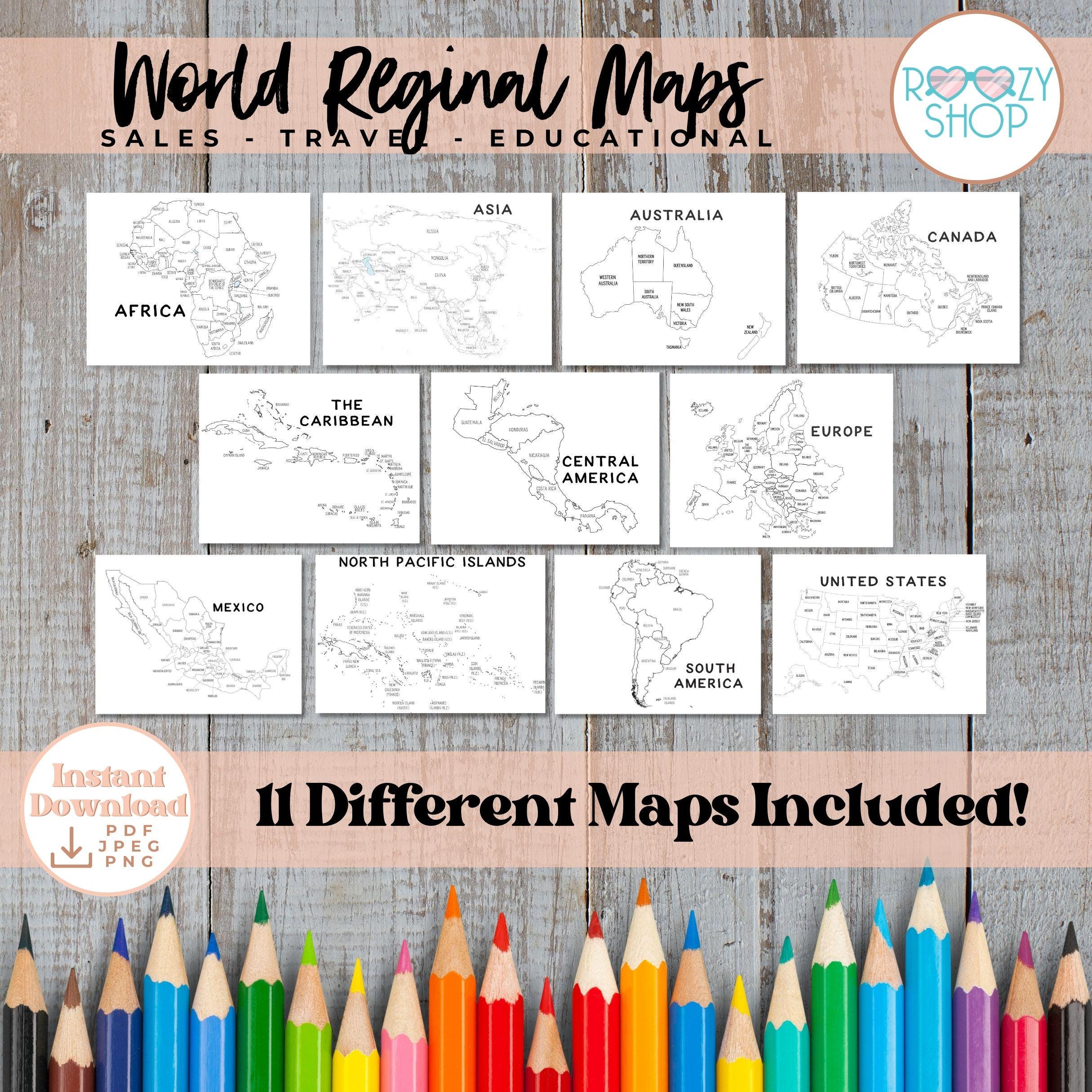 Printable World Map Coloring Pages, Coloring Continents, Coloring ...