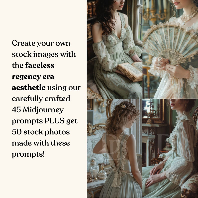Regency Era Aesthetic Stock Photo Prompts Midjourney MRR PLR Bundle ...