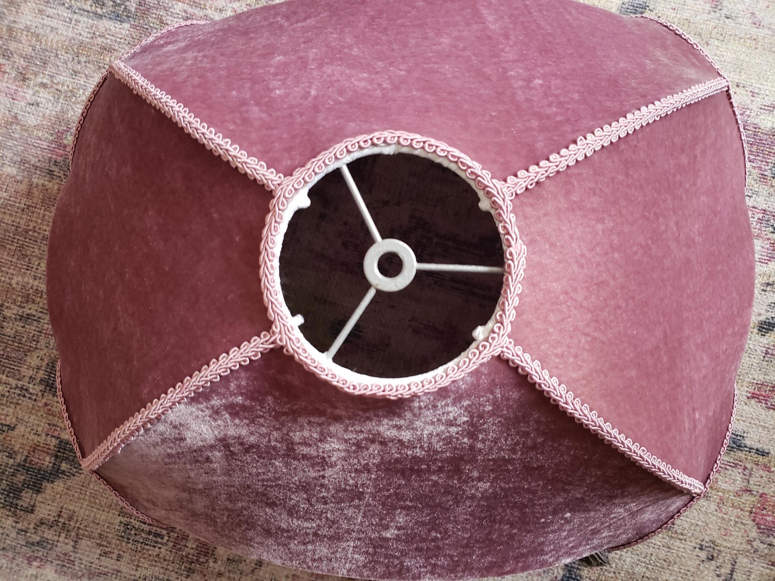 Large Dusty Pink Lampshade in Velvet With Double Ombre Fringe, for ...