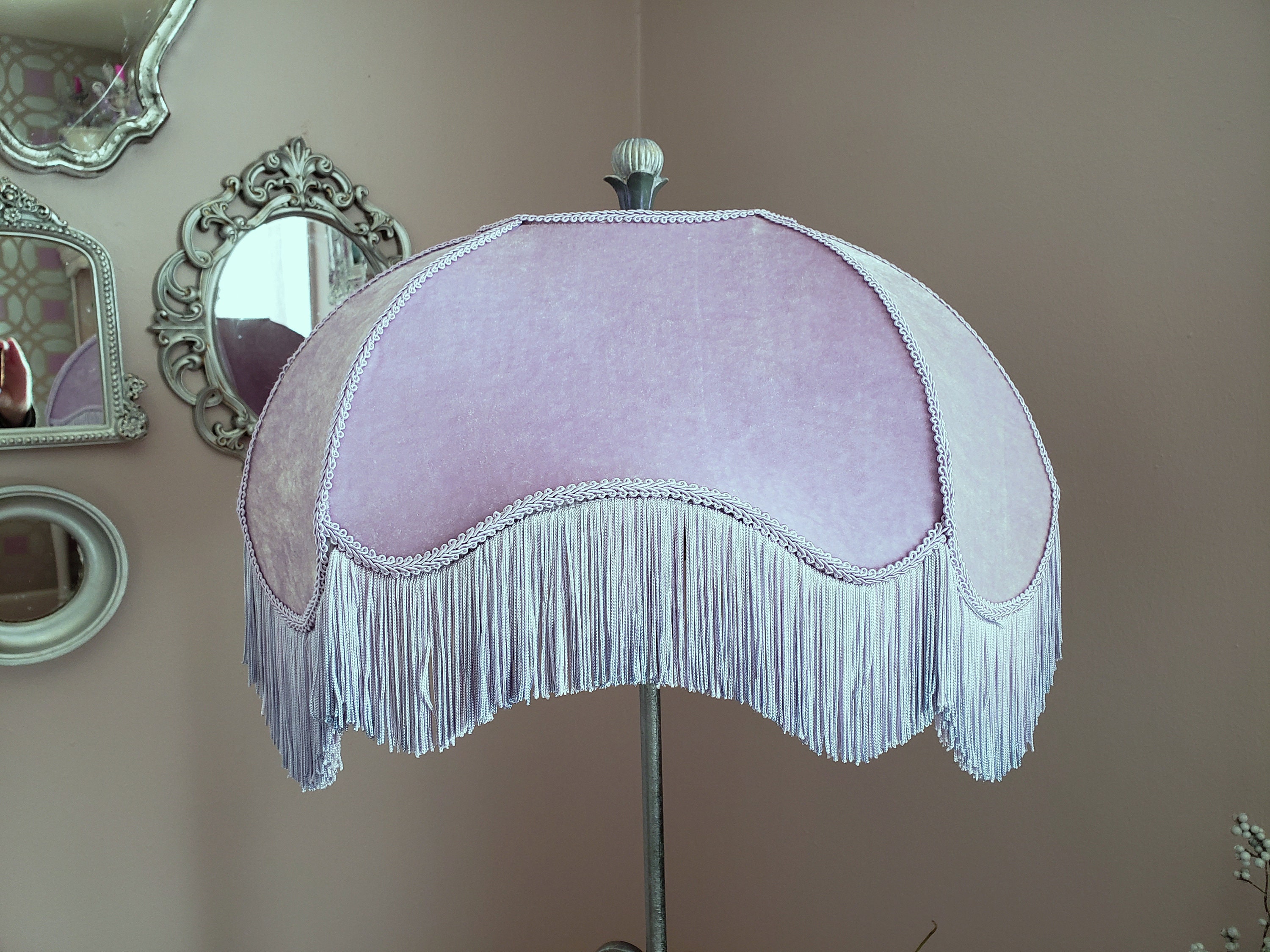 Large Pale Lavender Velvet Handmade Floor Lampshade With Subtle Ombre ...