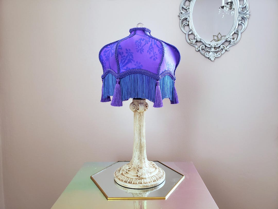 Fucshia Silk Crown Shaped Lampshade With Fringe and Beads - Etsy