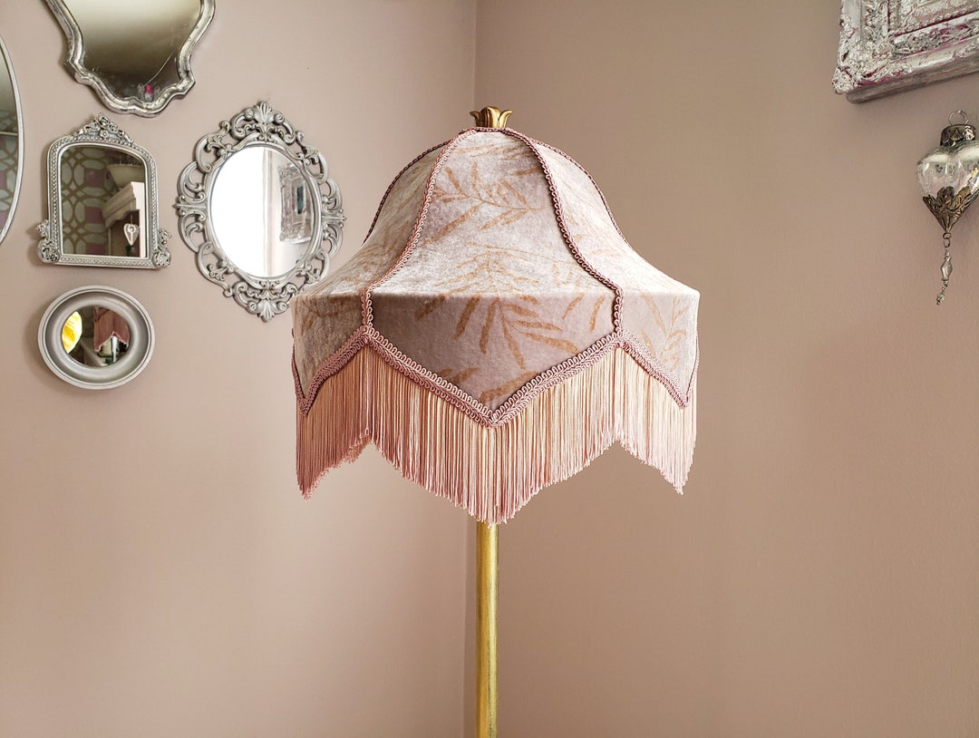 Lampshade With Fringe in Brown and Caramel Velvet, Victorian-style for ...