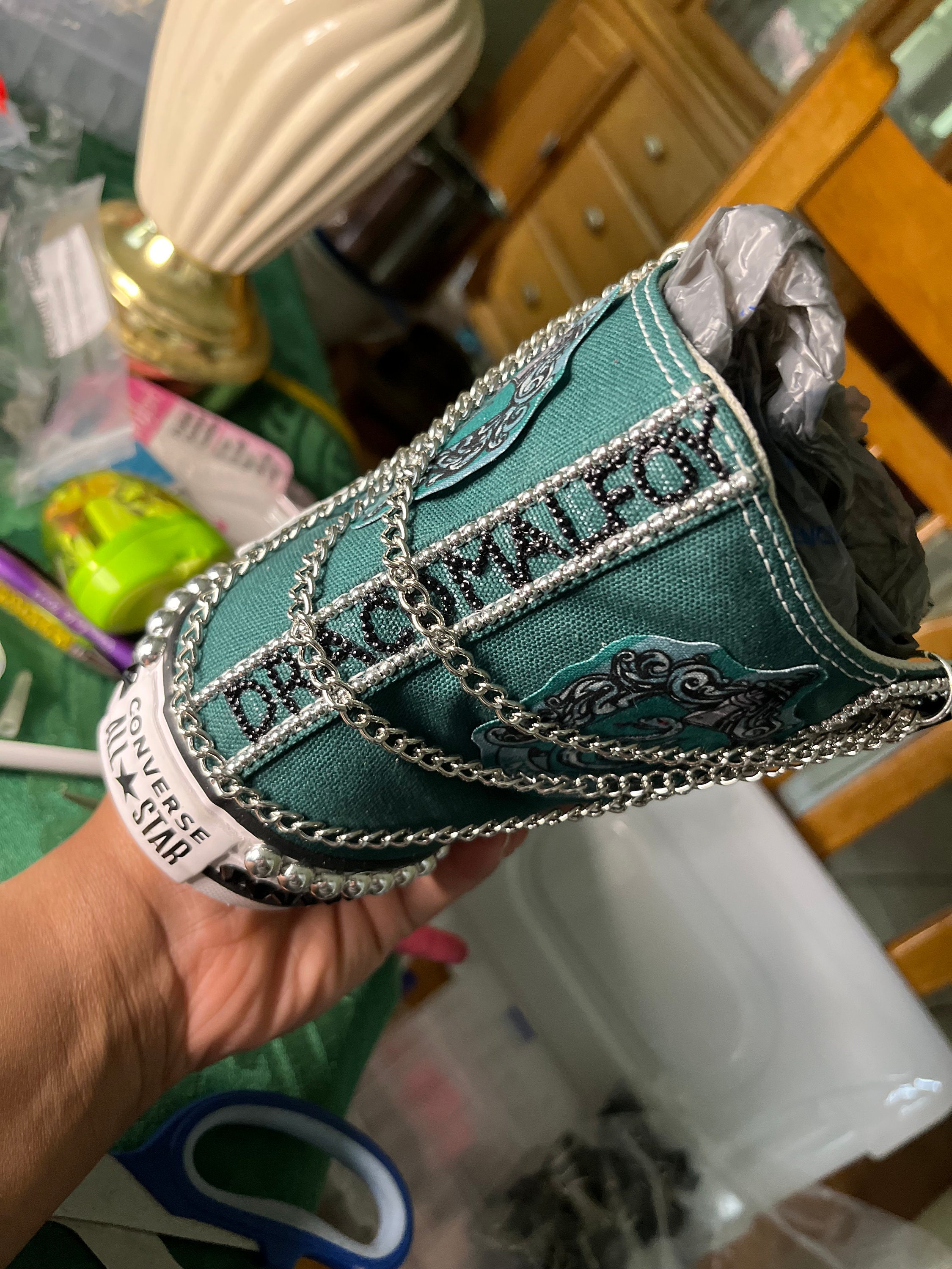 Slytherin Harry Potter Custom Bling High Top BRANDED Converse Shoes ...