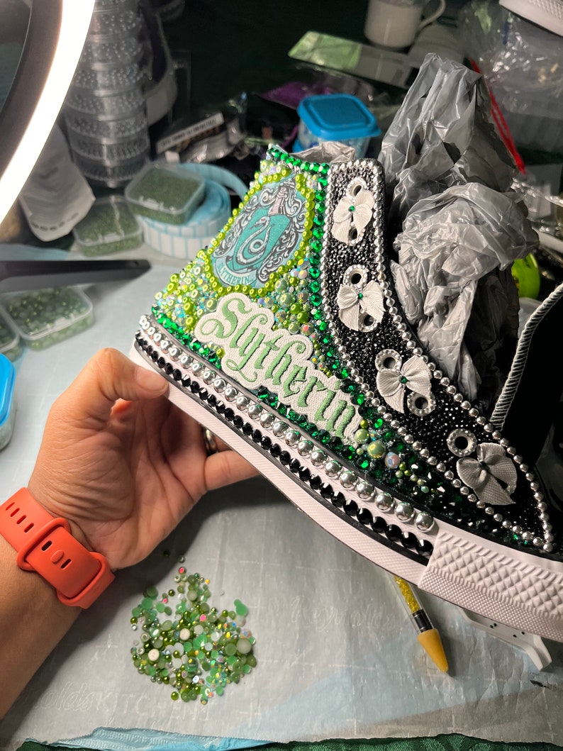 Slytherin Harry Potter Custom Bling High Top BRANDED Converse Shoes ...