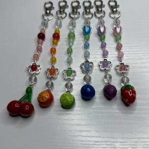 Beaded Fruit Charm Keychain - Etsy