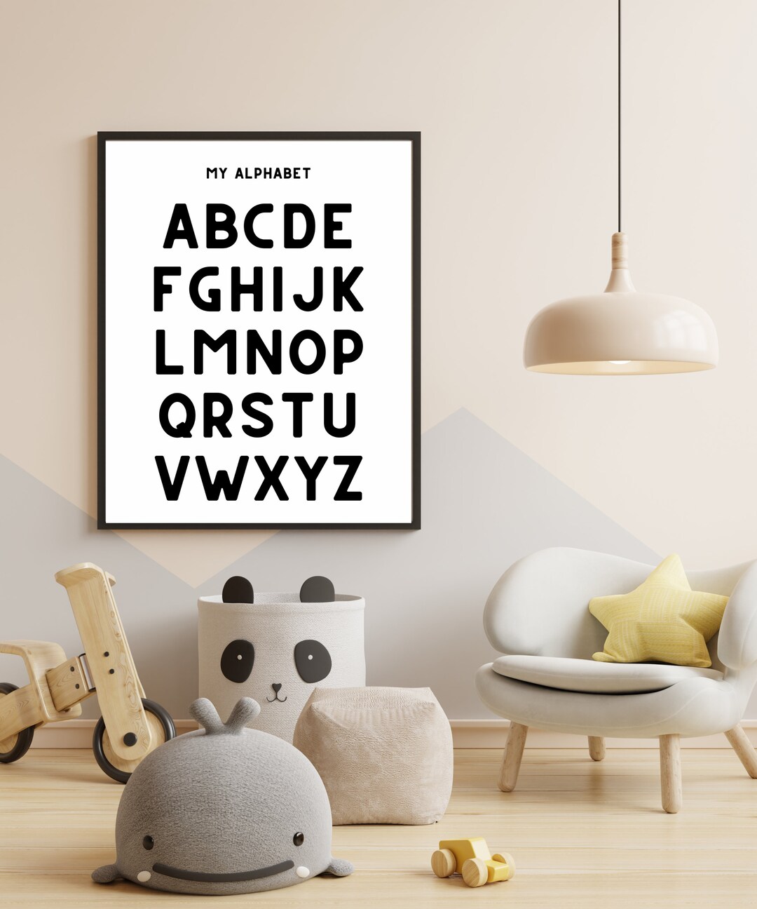 Black and White Alphabet Poster for Kids Room, Nursery, Play Room ...