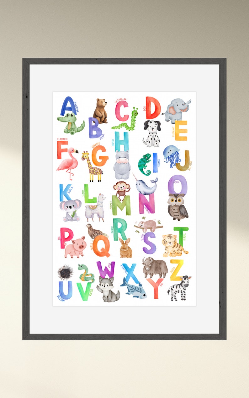 Animal Alphabet Poster Digital Art Print Download, Kids Room - Etsy ...
