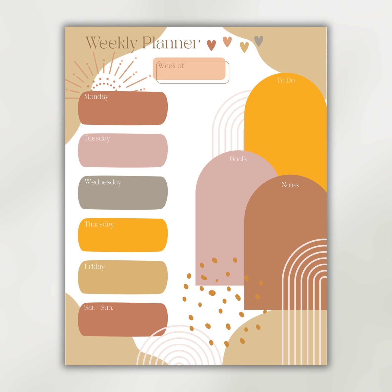 Boho Weekly Planner Printable: Stay Organized (downloadable Print) - Etsy
