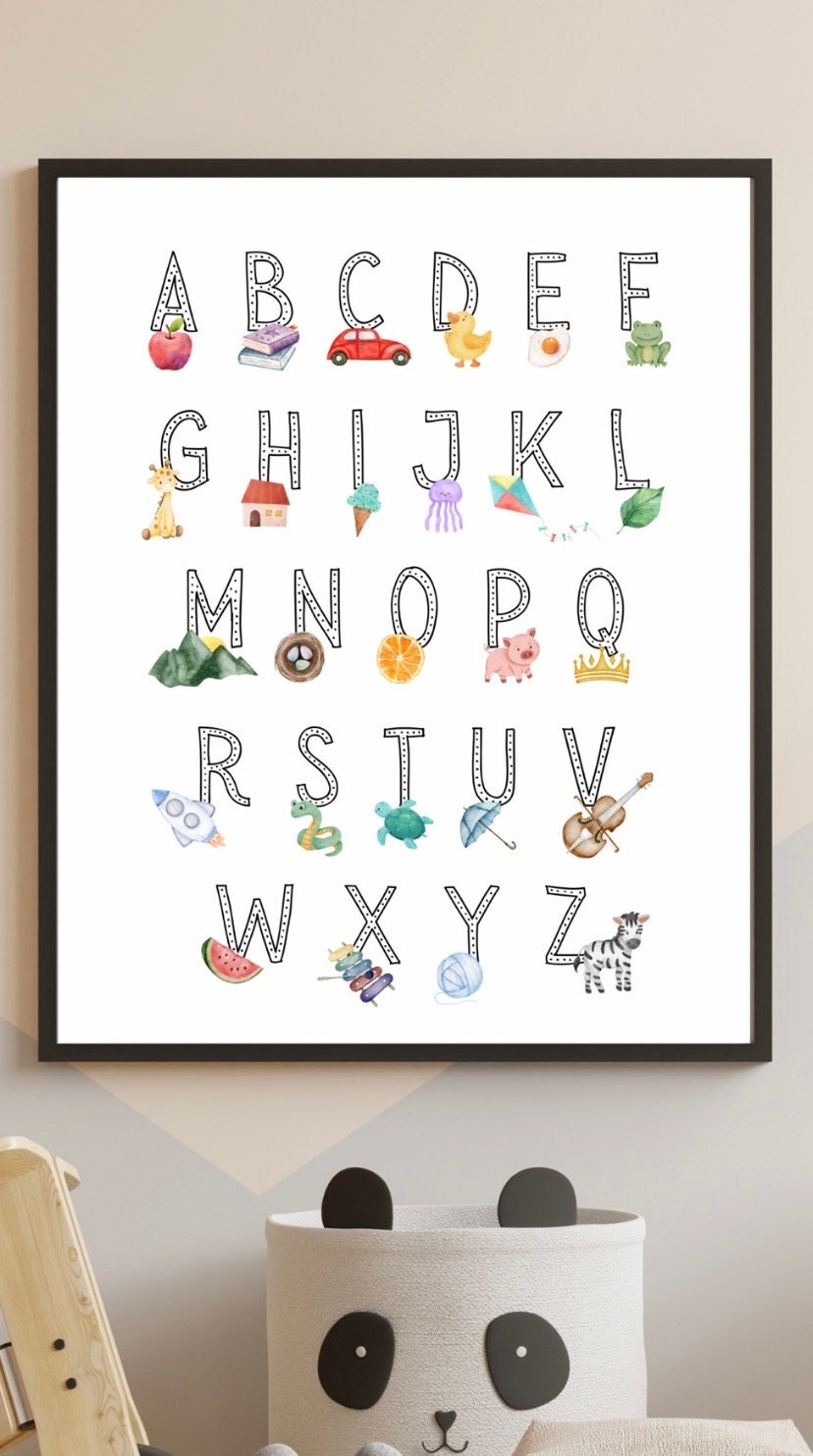 Fun Alphabet Poster: Kids Room Decor, Playroom Wall Art (digital ...
