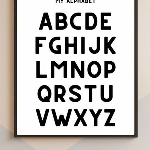 Black and White Alphabet Poster for Kids Room, Nursery, Play Room ...