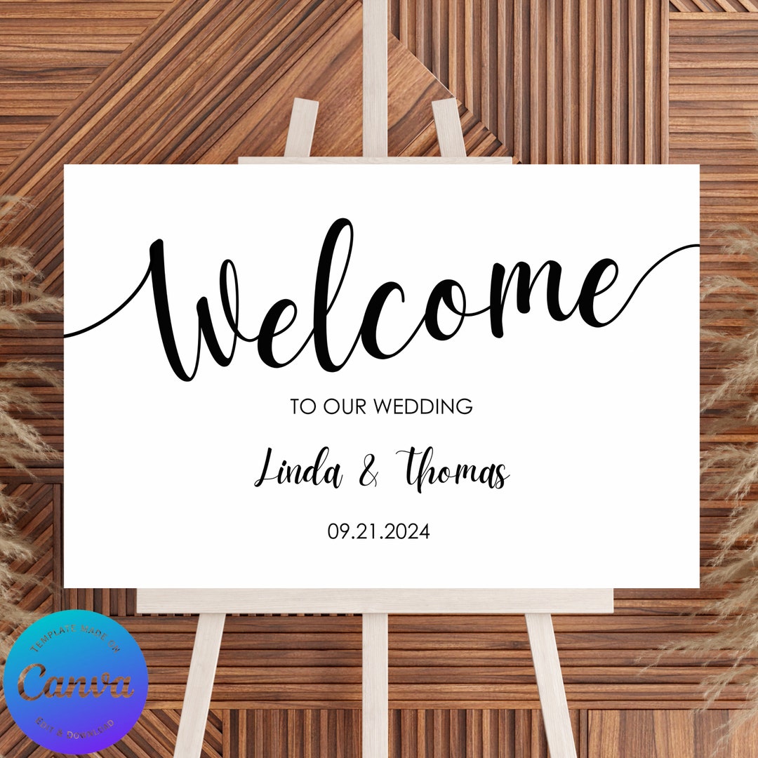 Simple Minimalist Wedding Welcome Sign Editable Template 24 X 36 ...