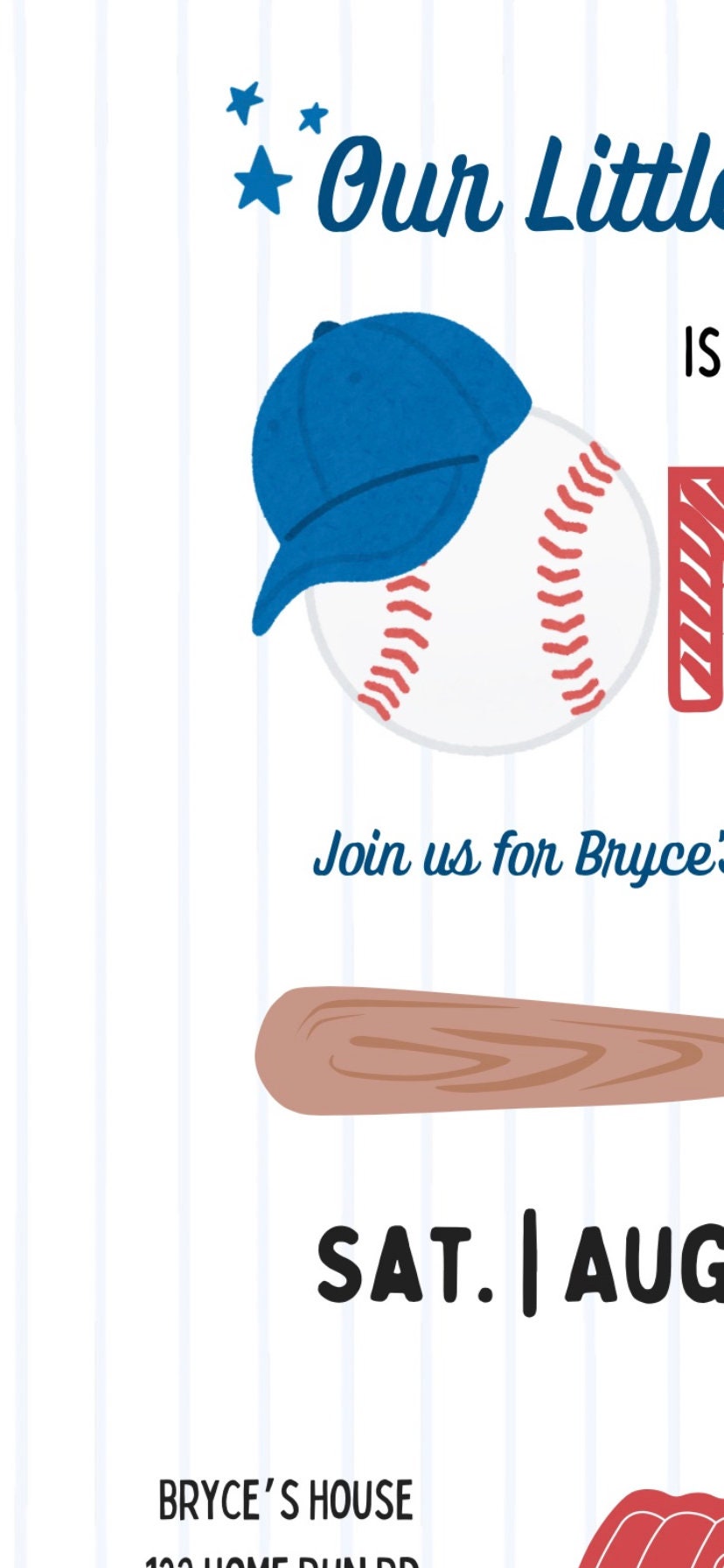 Baseball Theme First Birthday Invitation for Boys Downloadable Template ...