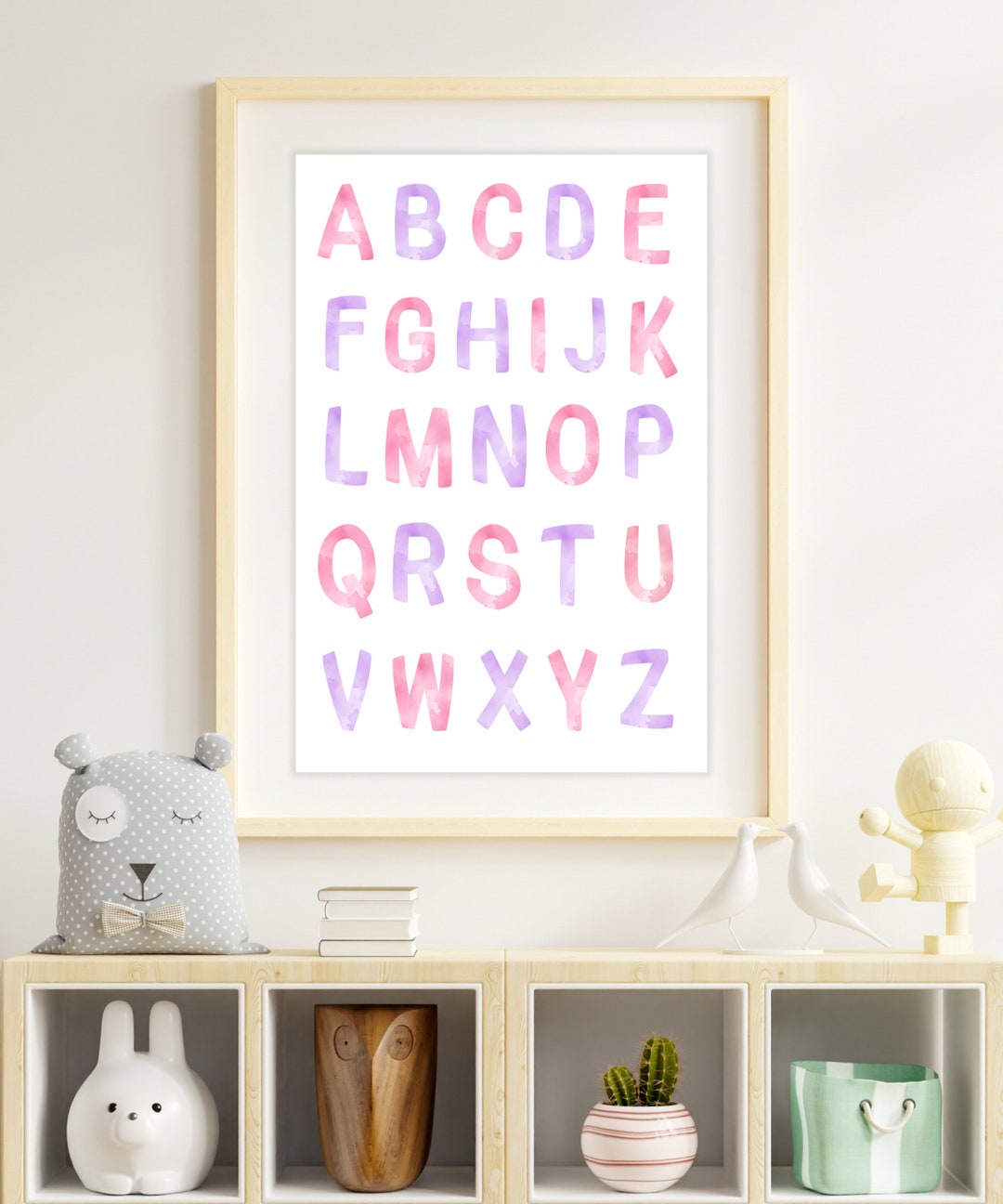 Pink and Purple Alphabet Digital Art Print Poster, Girls Room, Nursery ...