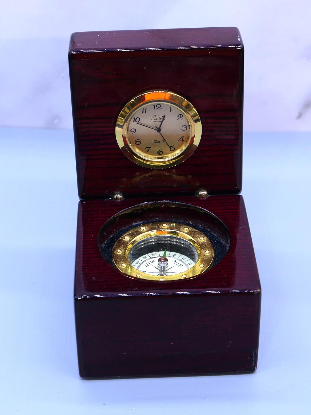 Easton ERM Executive Desk Clock and Compass Hinged Box - Etsy