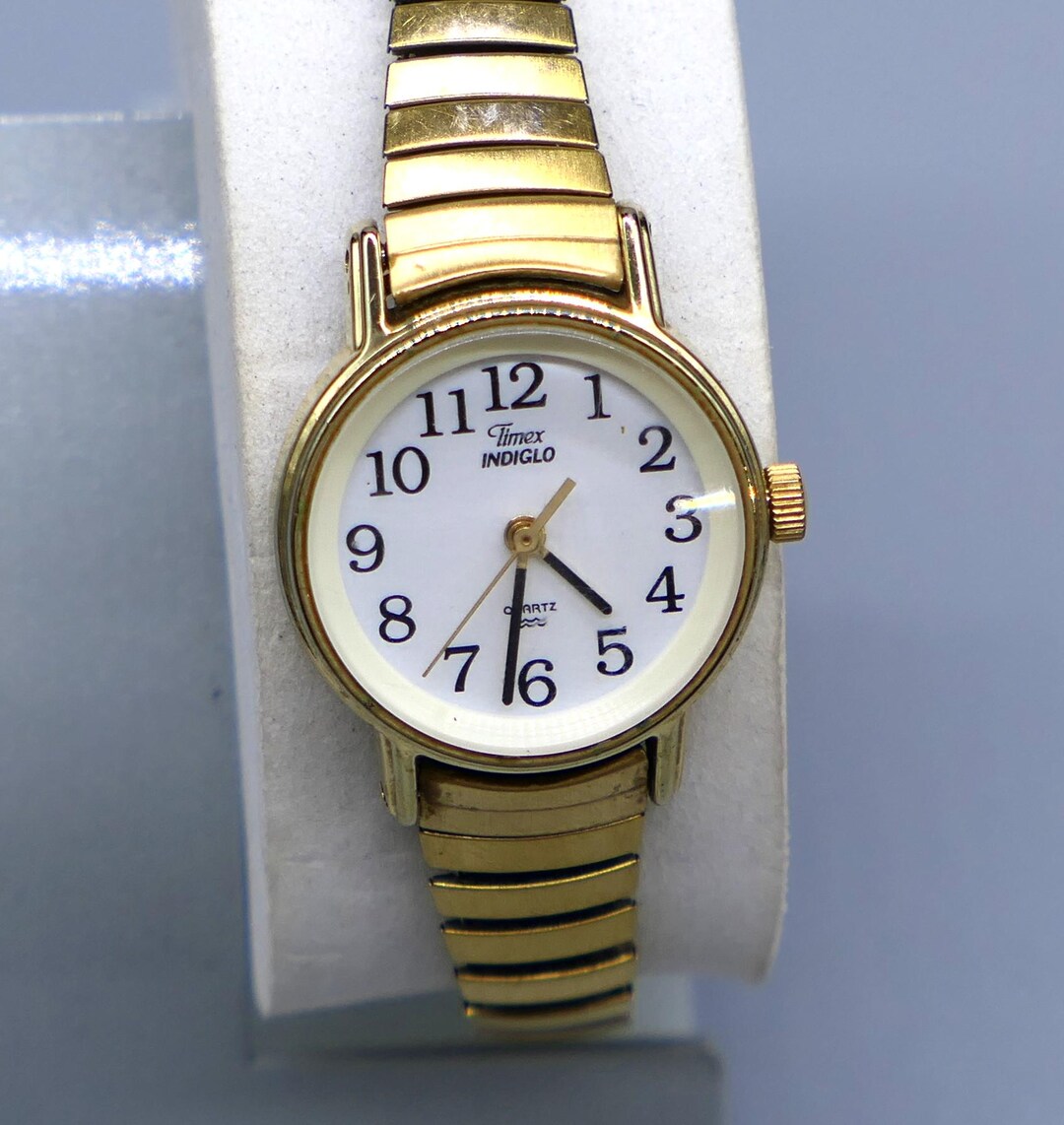 Timex Watch Womens Light Stainless Steel Stretch Gold Water Resist ...