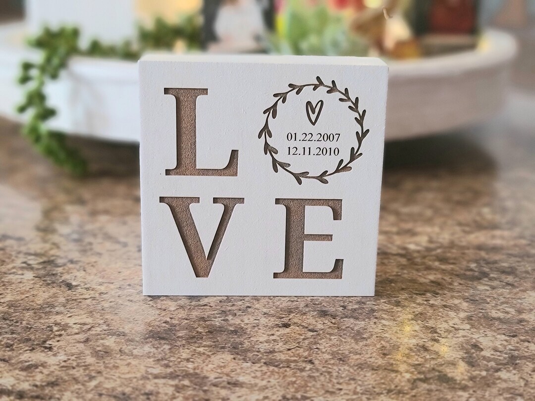Customized Valentine's Day Love Art Sign 3.5"x3.5"x1.5" | Laser ...