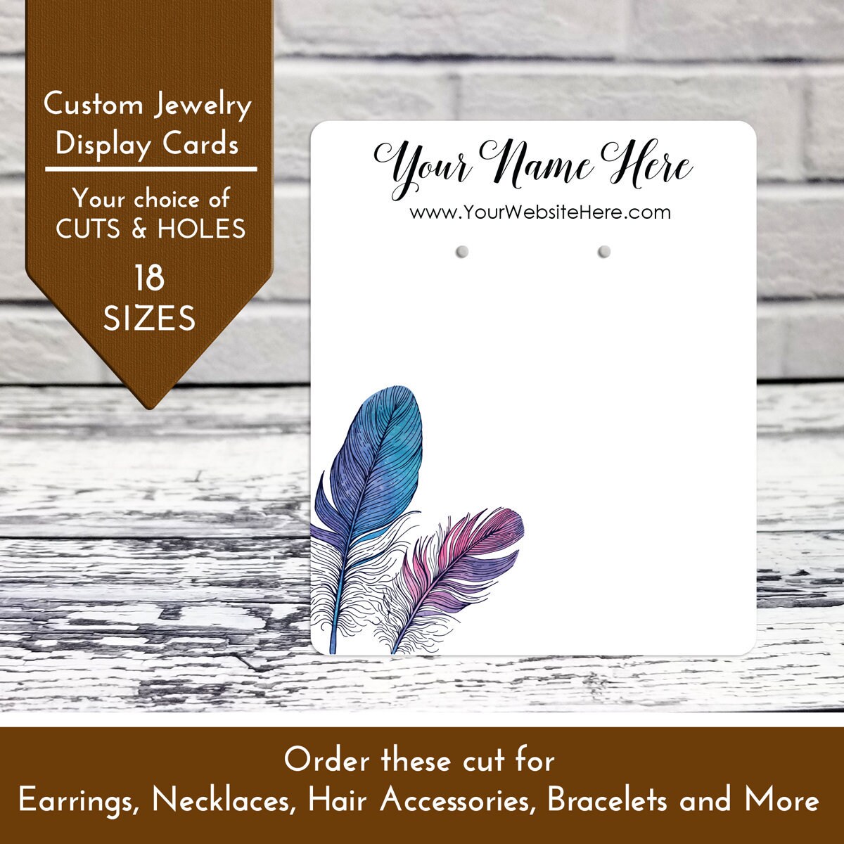 18 SIZES Custom Earring Cards Colorful Feathers Purple - Etsy