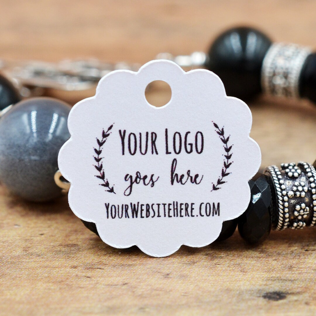 240 TAGS Scalloped Circle Custom Tags 1 Personalized With Logo Text ...