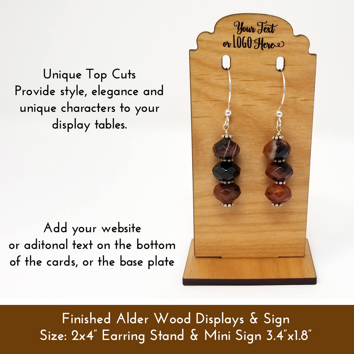 Custom Earring Display Wood Stand Add Logo & Text Craft - Etsy