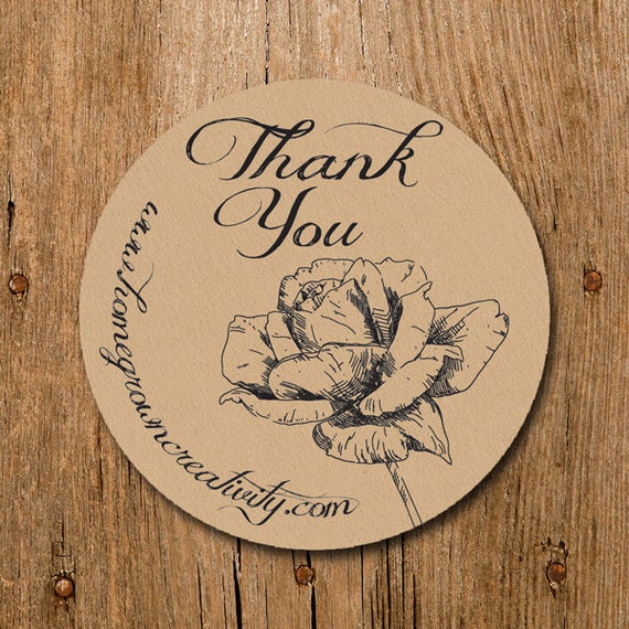 Customized Stickers Drawing Rose Fancy Thank You Stickers | Etsy