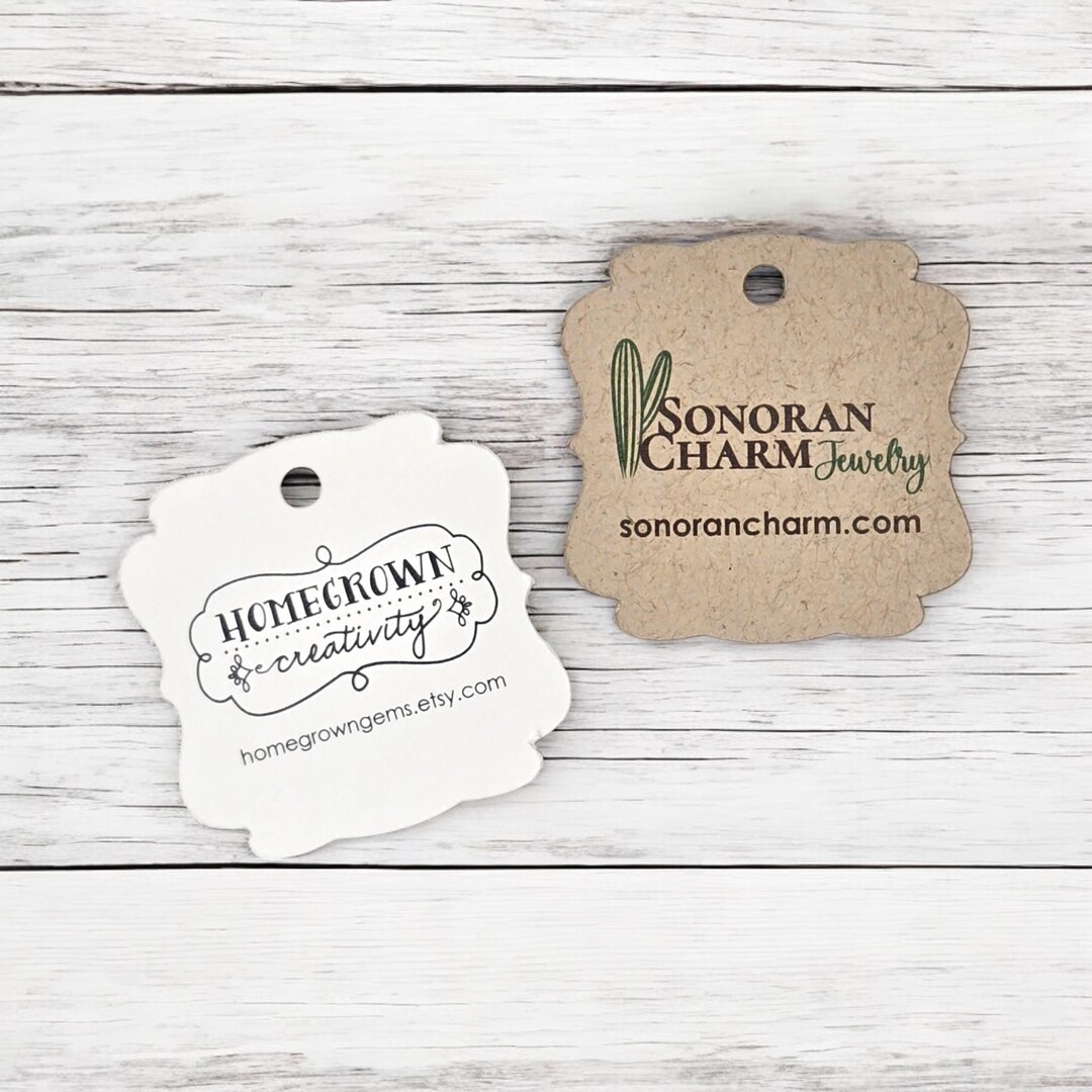 180 Hang Tags | 1.5" | Ornate Shape Customized Small Price Tags Jewelry ...