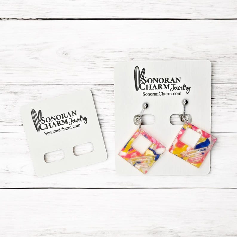 Custom Clip on Earring Cards Square Rectangle | 26 SIZES | Jewelry ...