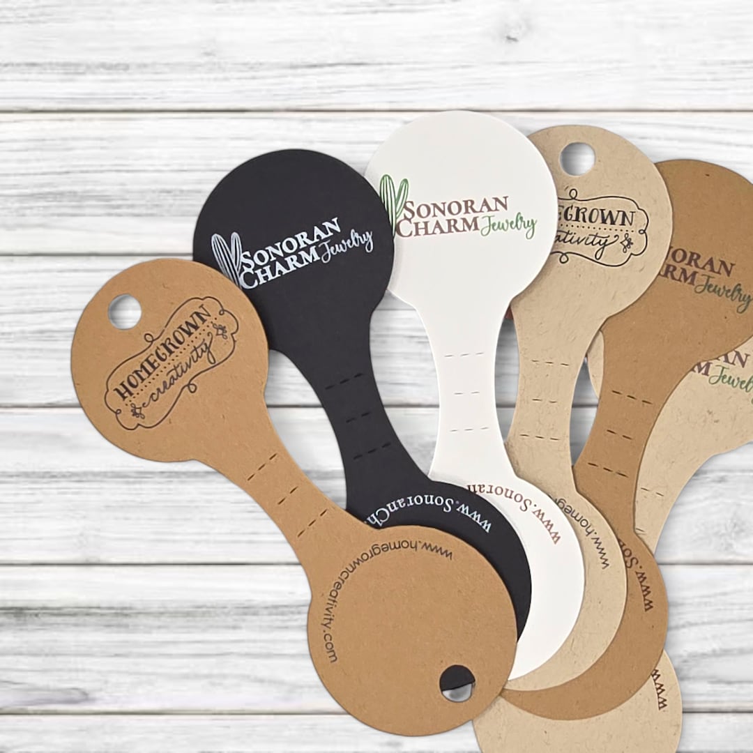 72 TAGS - Custom Circle Fold Over Necklace Jewelry Tags Jewelry Display ...