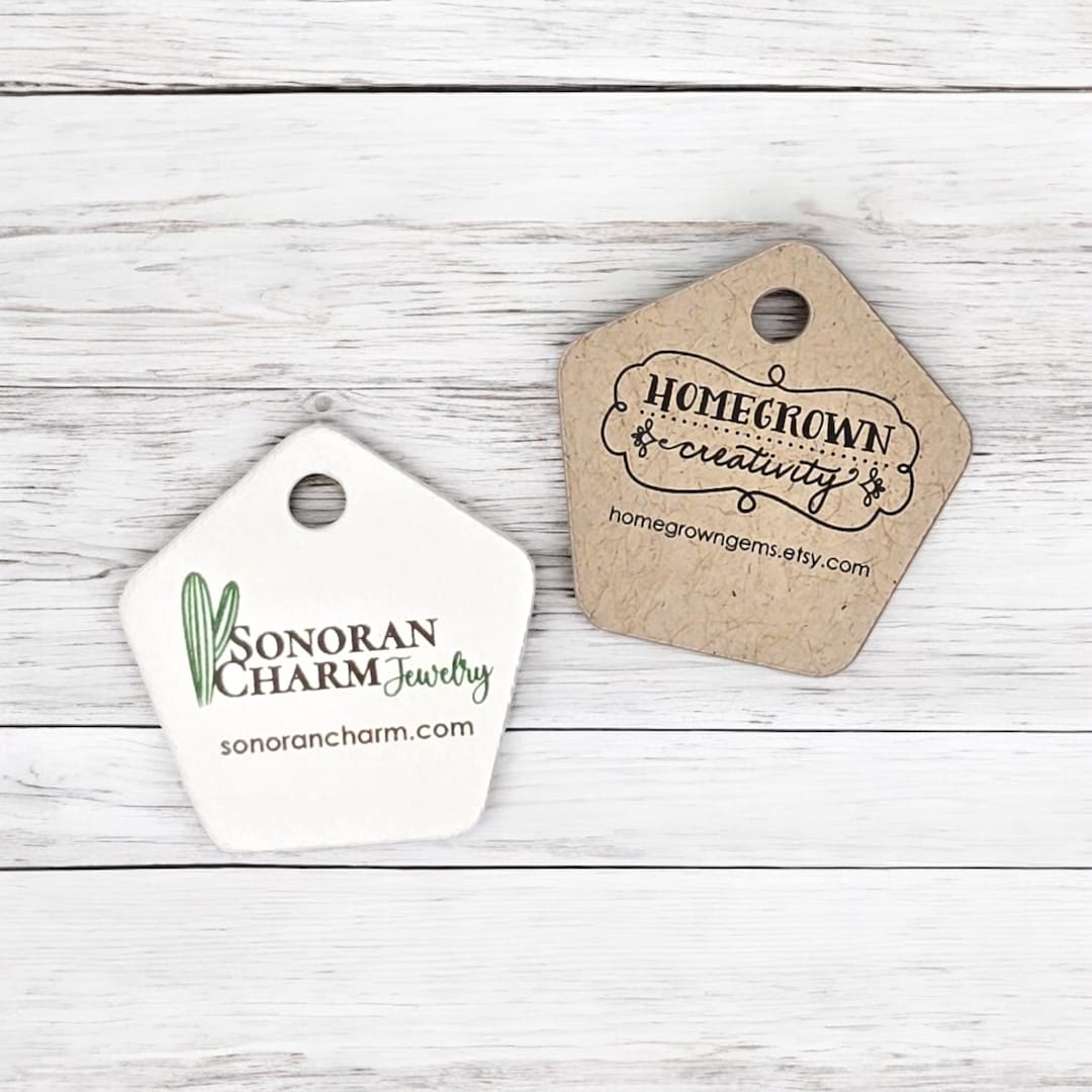 Mini Pentagon | Custom Tags | 1" Personalized With Logo Text - Jewelry ...