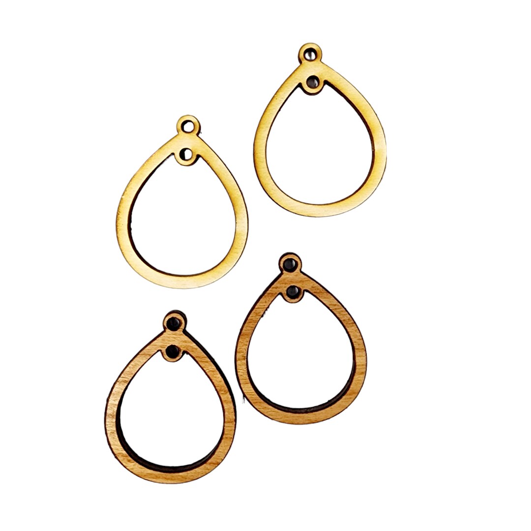 Tear Drop Wood Earring Components Dangle Connector Pair for Making ...