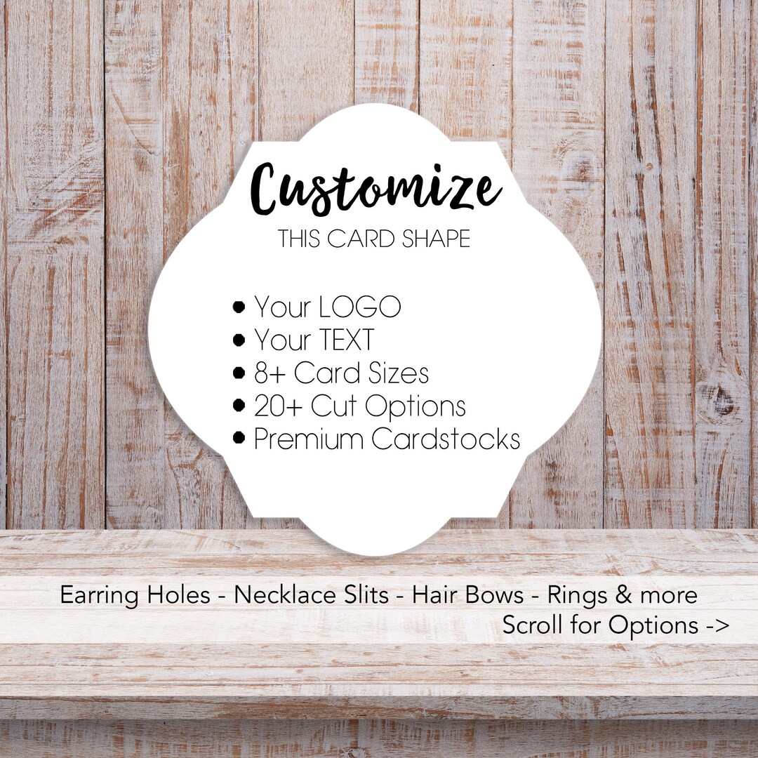 Custom Jewelry Display Cards Unique Shape Corners 8 SIZES - Etsy