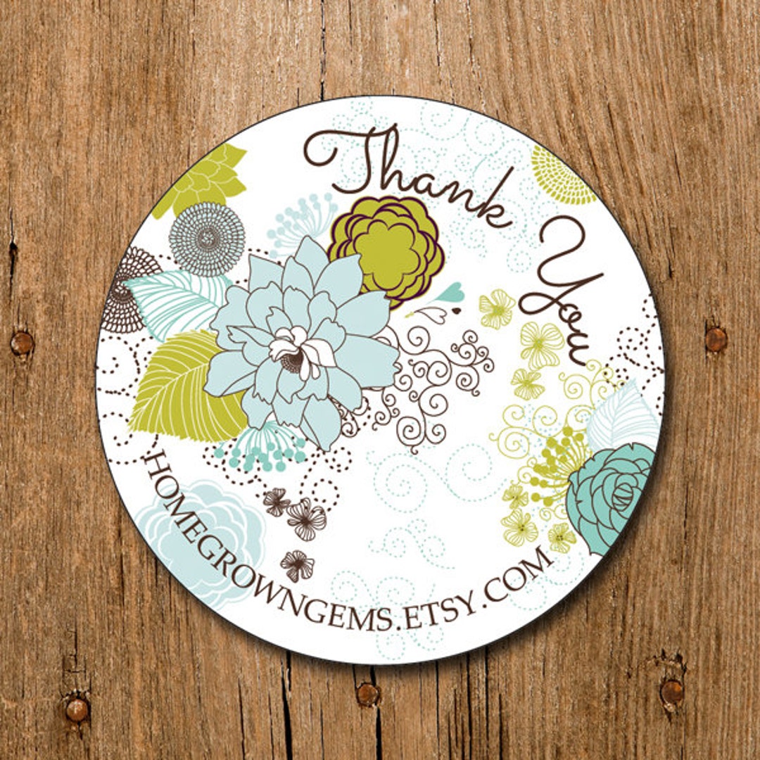 Customized Thank You Stickers Fancy Flower Garden Labels Wedding ...