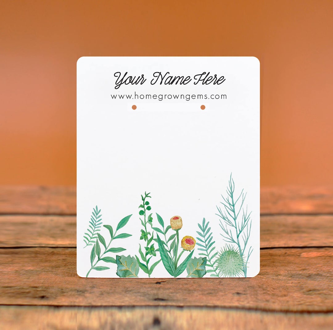 Customize Jewelry Display Cards - Green Floral Fern Flower Garden ...