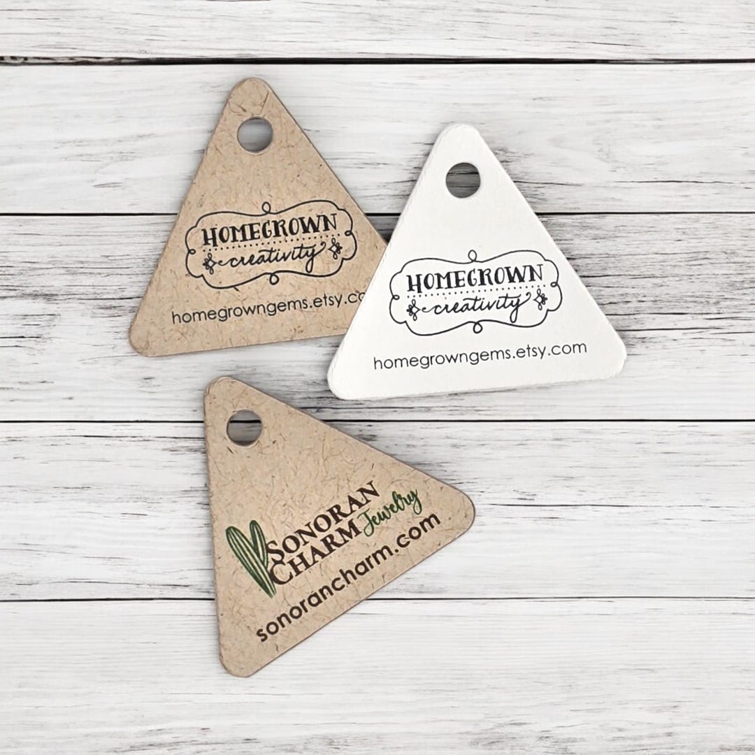 180 TAGS | 1.5"x1.5" | Triangle Shape Custom Tags | Personalized With ...