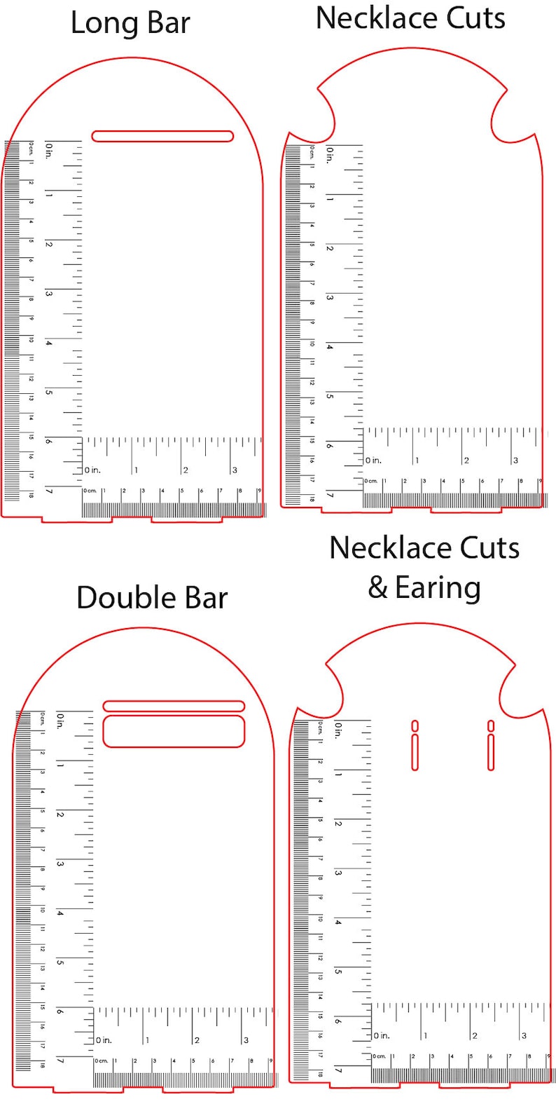Tall Curved Top 7.5" Necklace Display Photography Prop Ruler ...